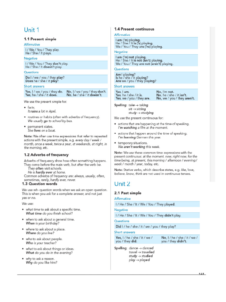 Grammar Reference 1 | PDF