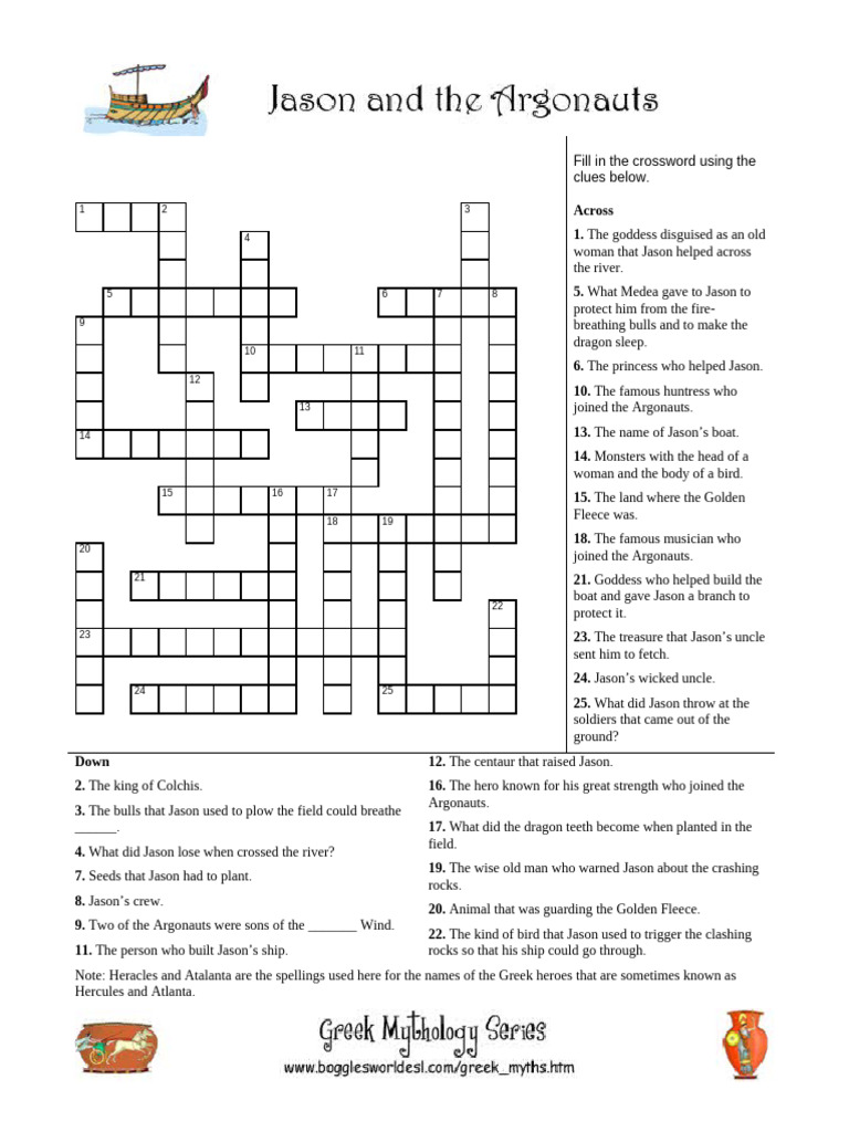 Jason Golden Fleece Crossword | PDF | Jason | Argonauts