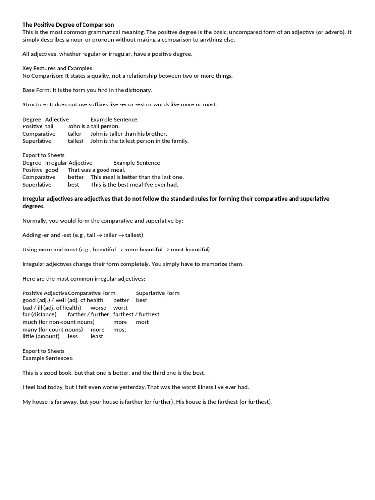 Understanding Positive Degree in Grammar | PDF