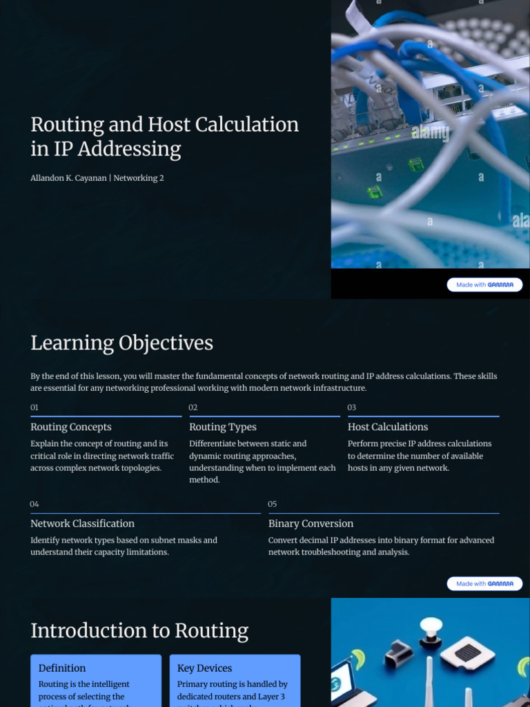 Routing and Host Calculation in IP Addressing | PDF