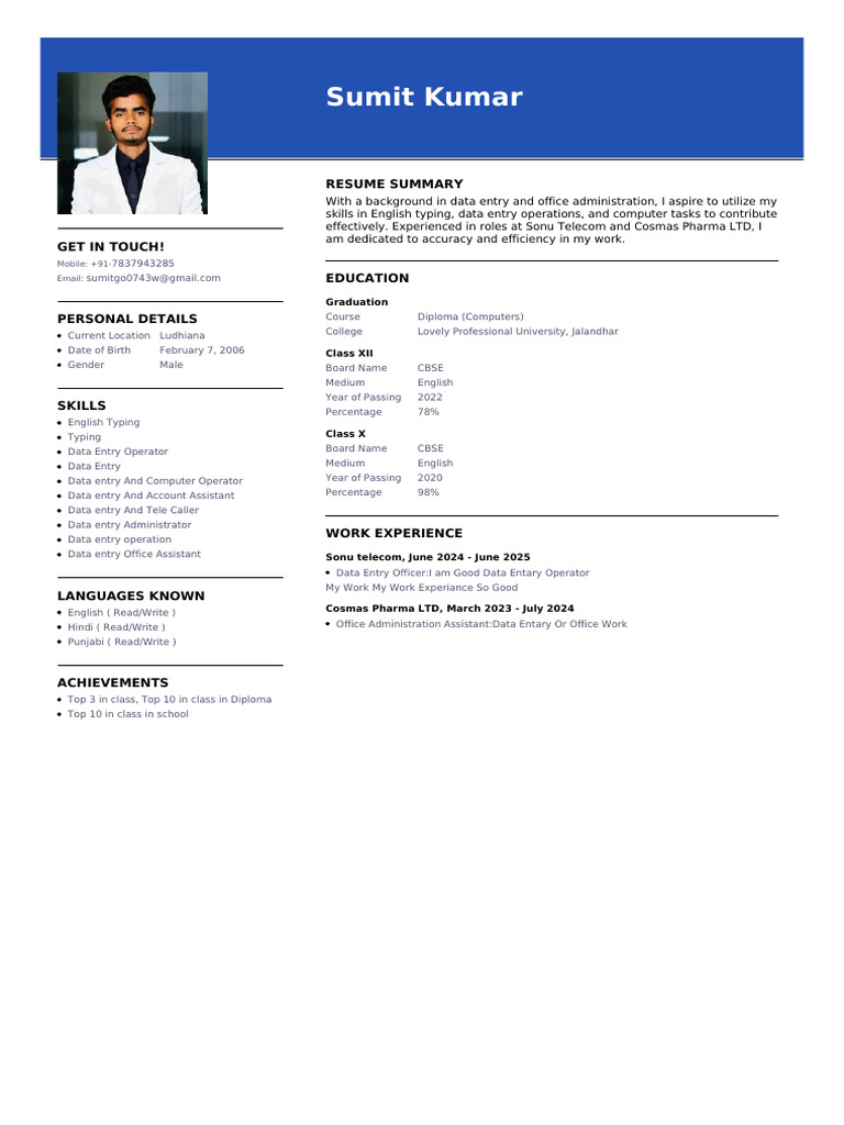 Sumit Kumar Resume | PDF