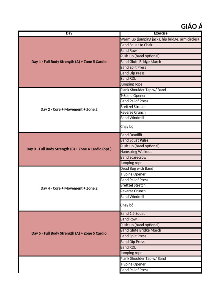 Gym Program GA | PDF