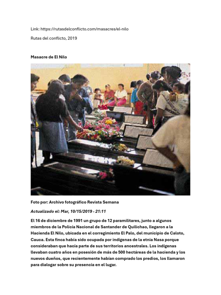 Masacre en El Nilo | PDF | Colombia