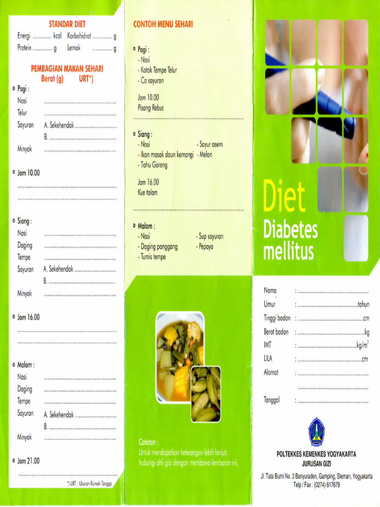 Leaflet Diet Diabetes Melitus | PDF