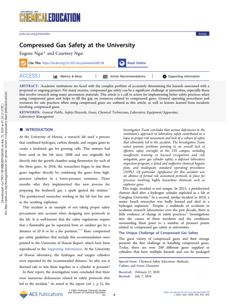 Compressed Gas Safety at The University | PDF | Gases | Nitrogen