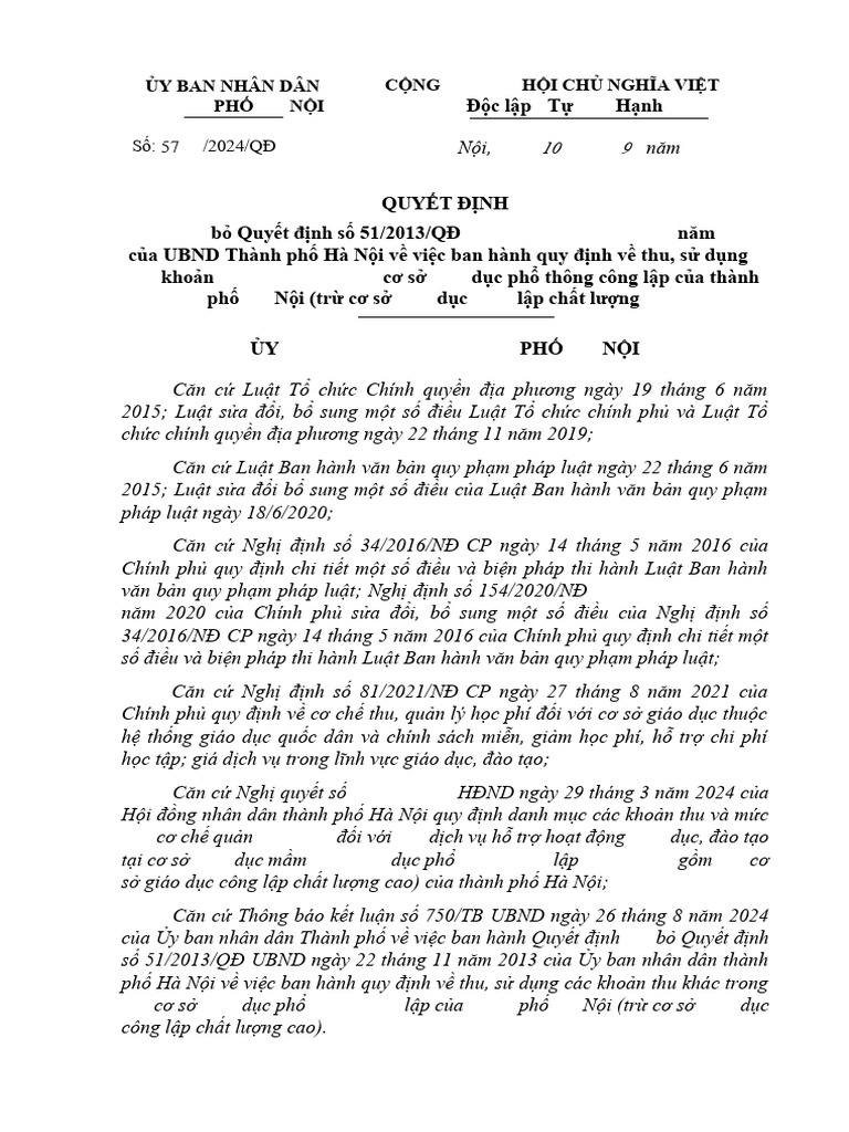 QD Bai Bo QD 51 TP Ve Cac Khoan Thu | PDF
