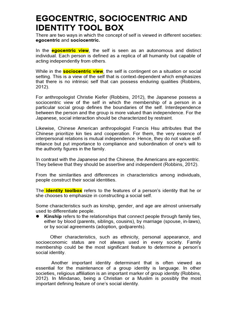 US REPORT | PDF | Identity (Social Science) | Self