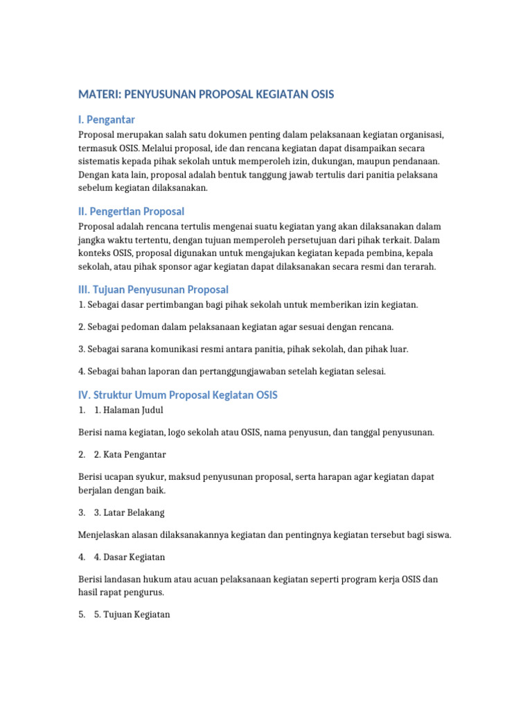 Pengertian dan Struktur Proposal OSIS | PDF