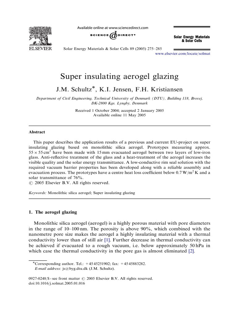2005 Super Insulating Aerogel Glazing | PDF | Glasses | Building Insulation