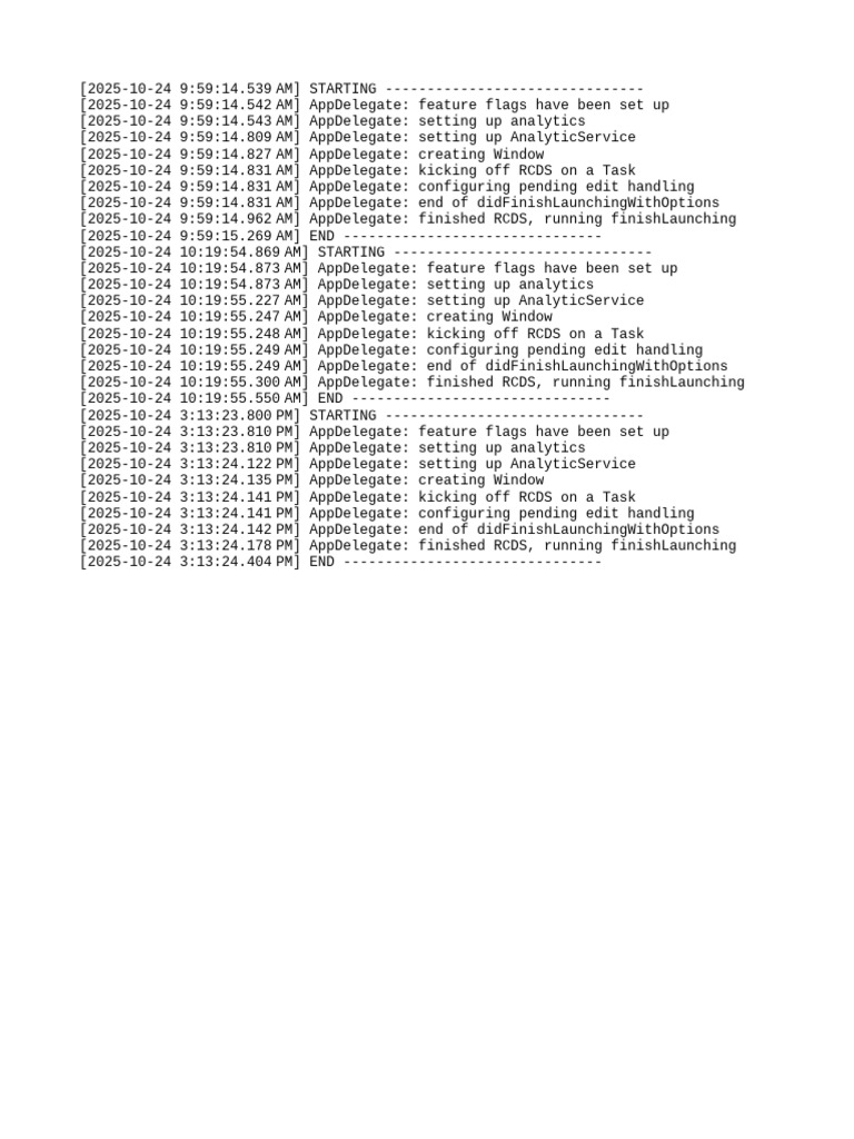 AppDelegate Initialization Logs | PDF