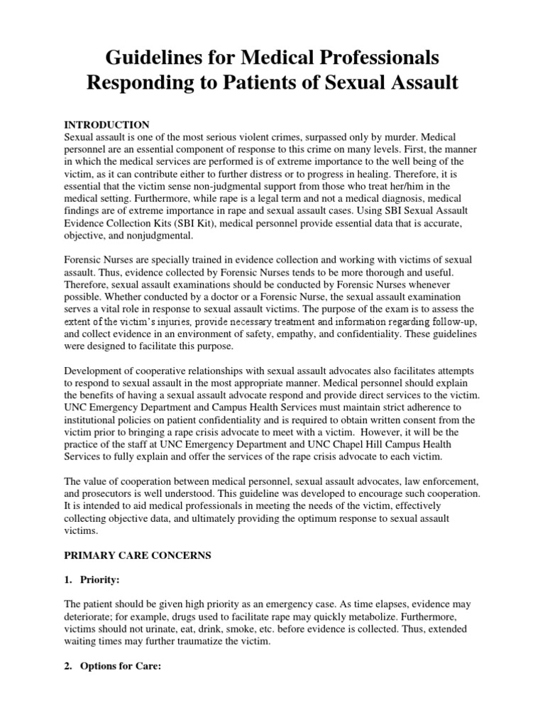 Medical Guidelines | PDF | Victimology | Sexual Assault