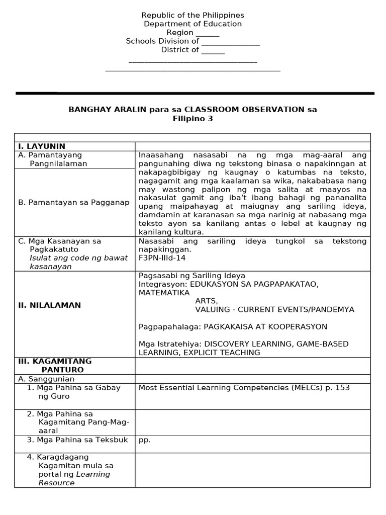 DLP FIL3 Pagsasabi Ng Sariling Ideya | PDF