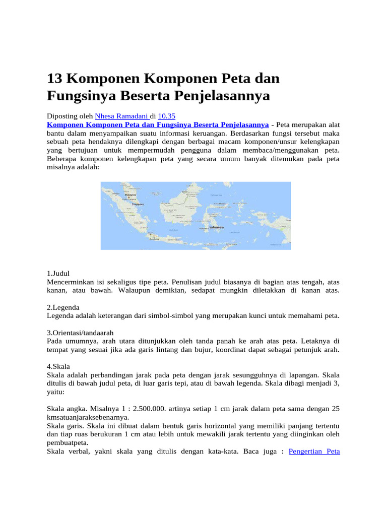 13 Komponen Komponen Peta Dan Fungsinya Beserta Penjelasannya | PDF