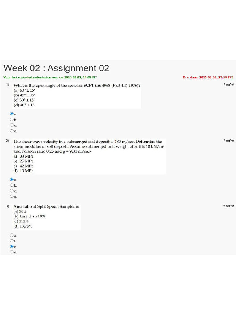 Nptel Foundation Engg Week 2 Assignment | PDF