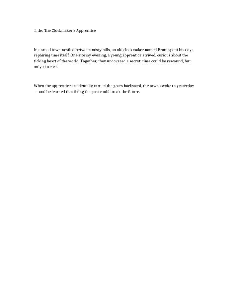 The Clockmaker's Apprentice | PDF