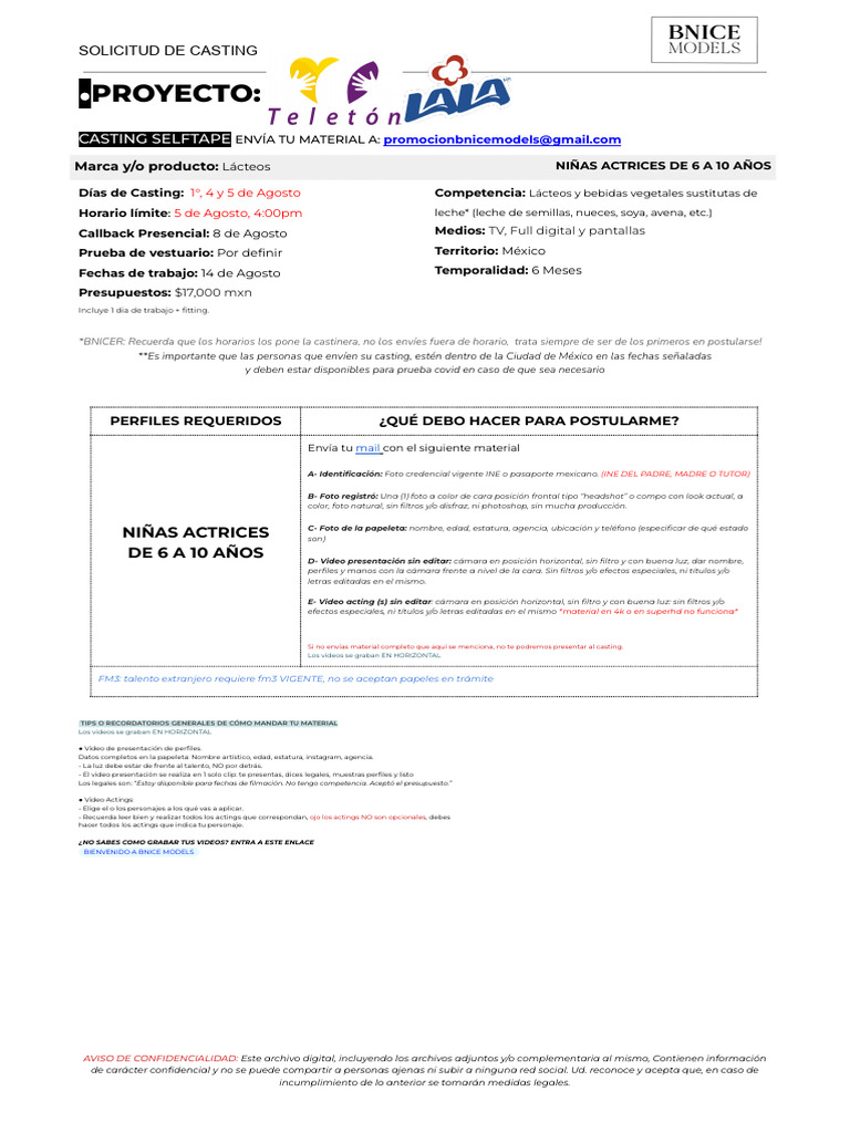 Casting - TELETÓN LALA | PDF