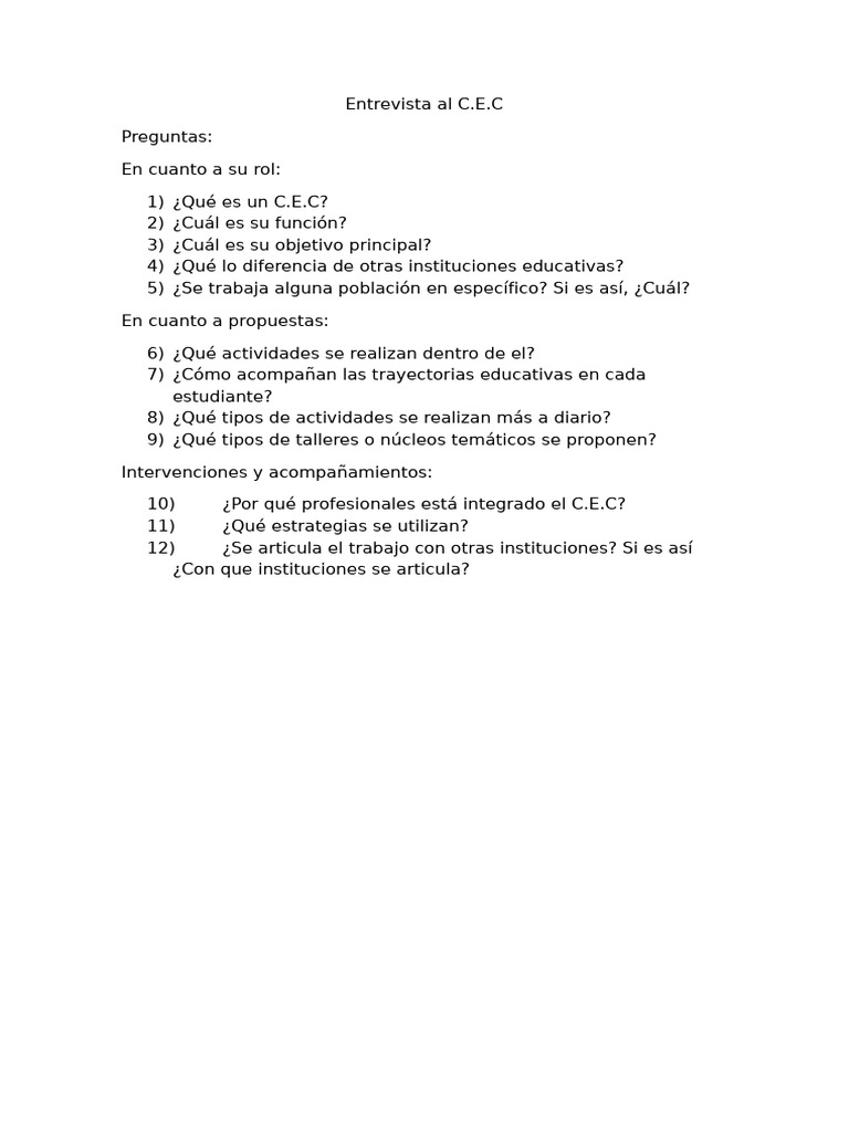 Entrevista CEC | PDF