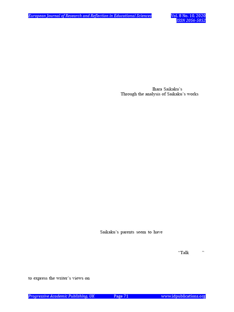 Full Paper Ihara Saikaku The Novelist of Genroku Period | PDF | Novels