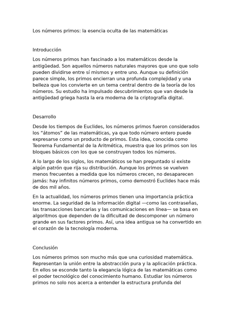 Números Primos: Clave en Matemáticas y Tecnología | PDF