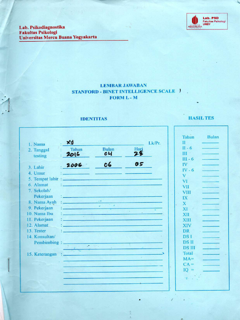 Latihan Skoring BInet | PDF