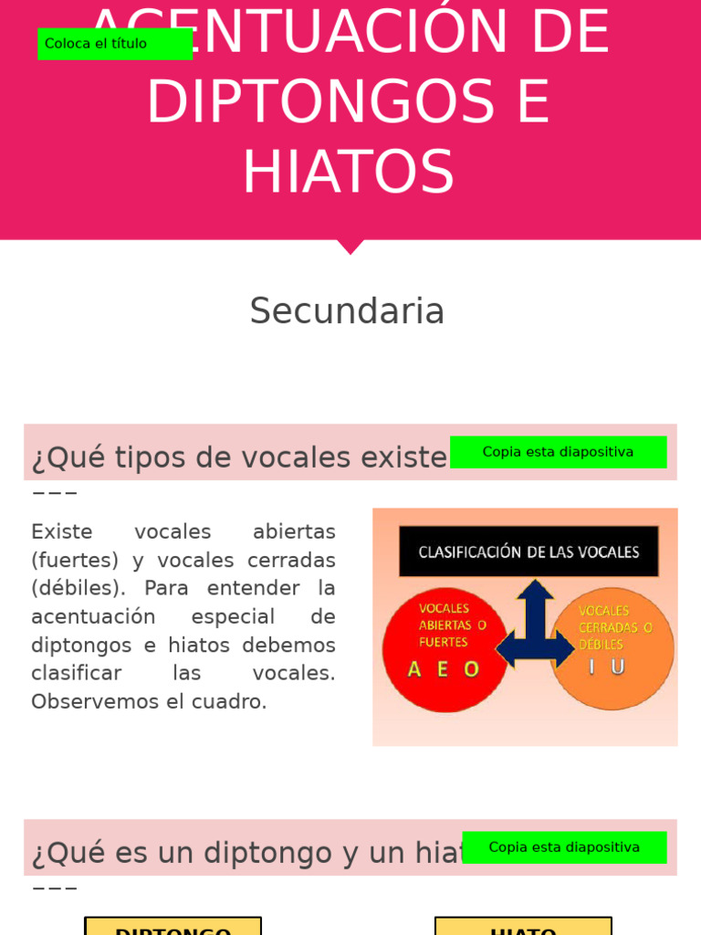 Acentuación de Diptongos e Hiatos Sec Venezuela | PDF | Vocal | Lingüística