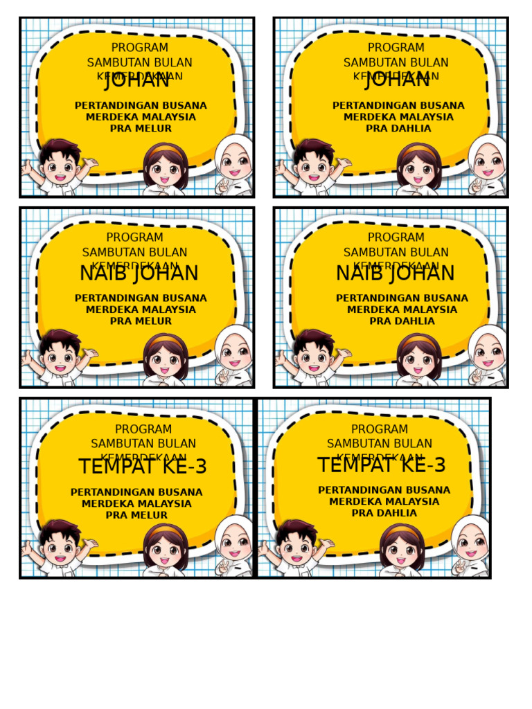 Label Hadiah Pertandingan Busana Merdeka Malaysia | PDF