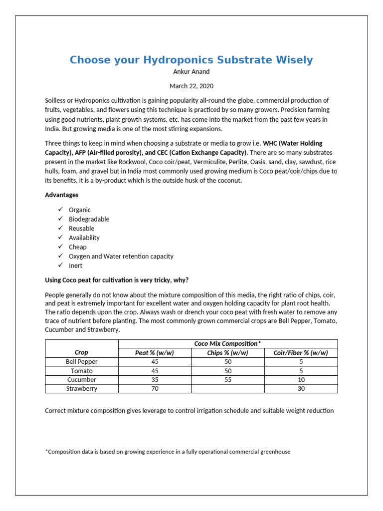 Choose Your Hydroponics Substrate Wisely | PDF