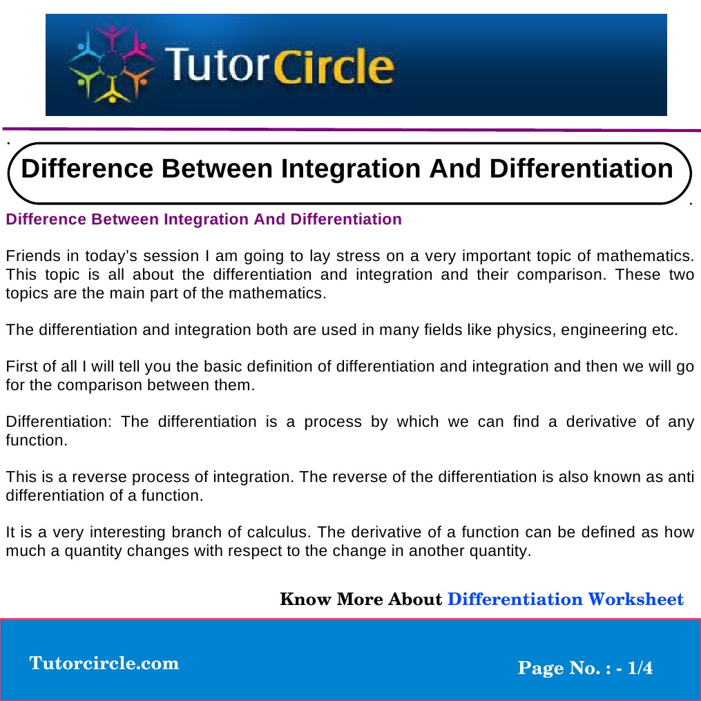 Difference Between Integration and Differentiation | PDF