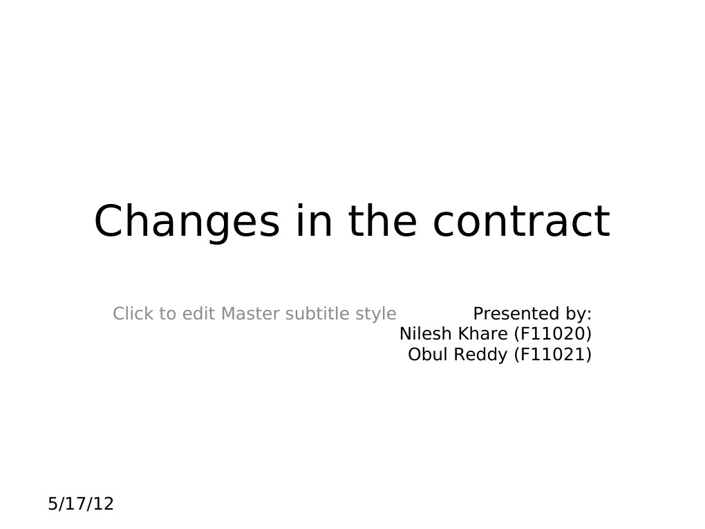Changes in The Contract | PDF