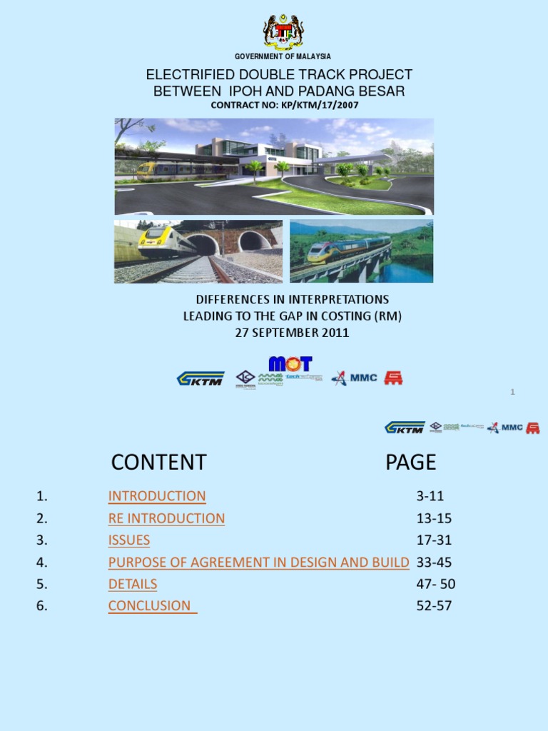 Electrified Double Track Project Between Ipoh and Padang Besar | PDF ...