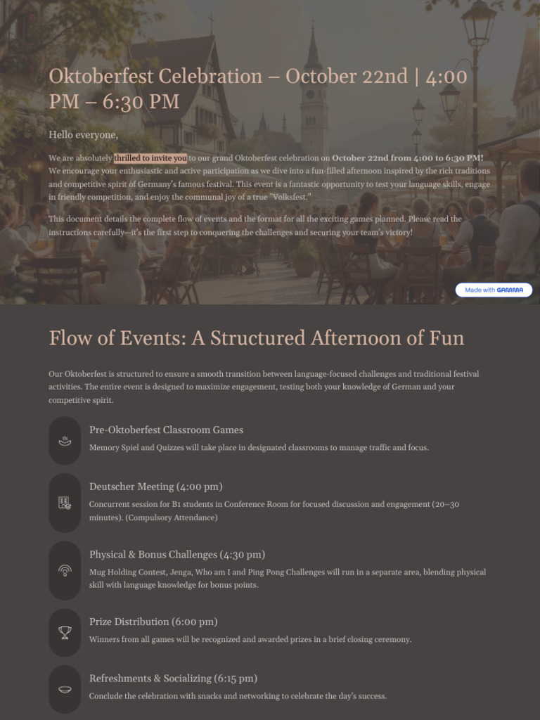 Oktoberfest Celebration October 22nd or 400 PM 630 PM | PDF