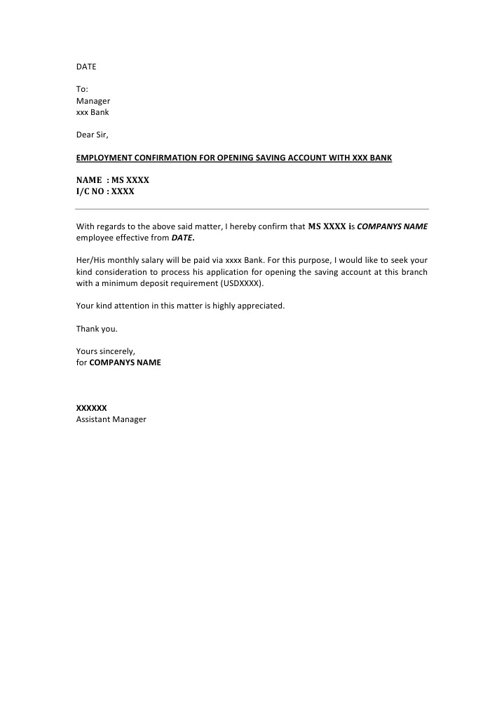 Open Saving Account Letter | PDF