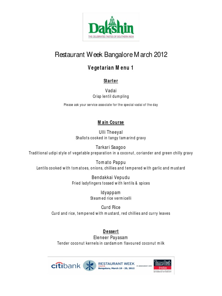 Dakshin Menu | PDF | Curry | Cuisine