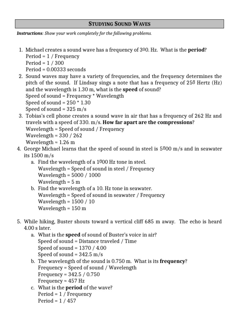Sound Wave Calculations and Concepts | PDF