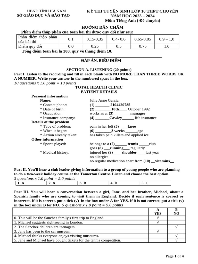 English Exam Grading Guide 2023-2024 | PDF | Linguistics | Grammar