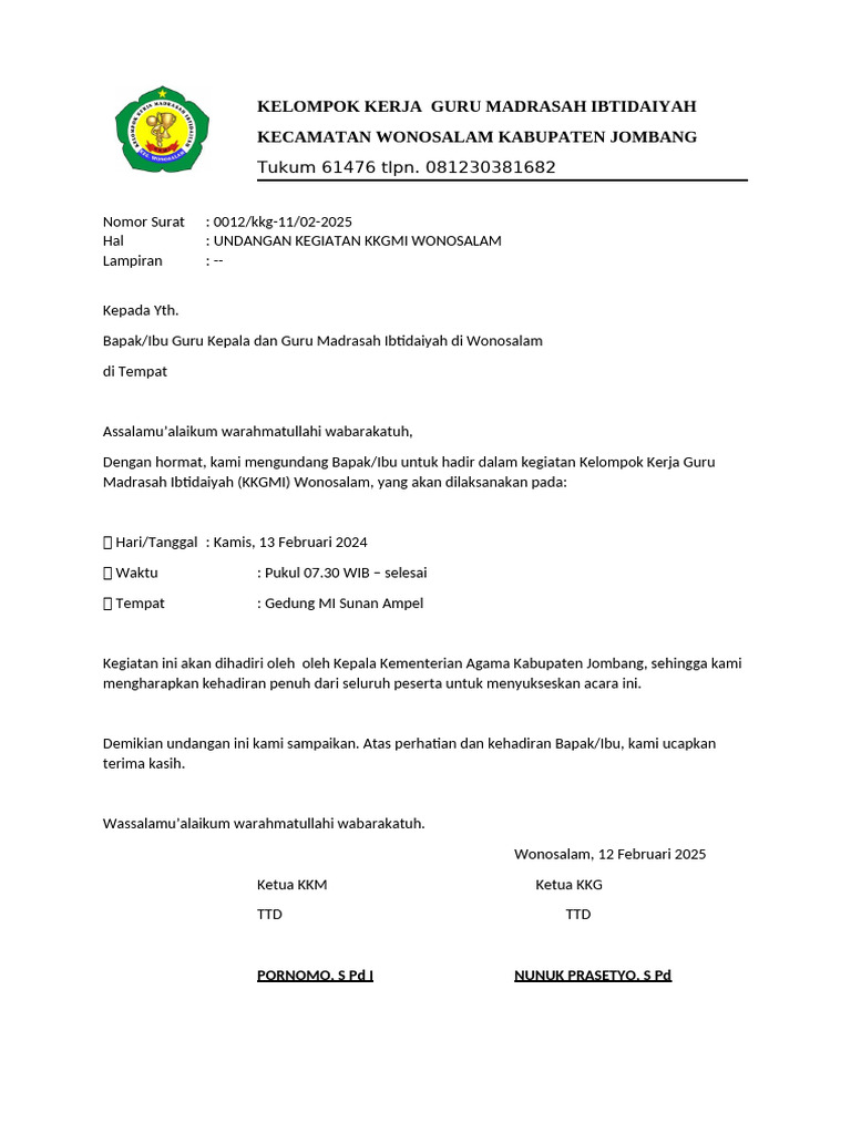 Undangan Rapat KKG | PDF