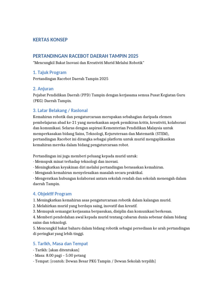 Kertas Konsep Pertandingan Racebot | PDF
