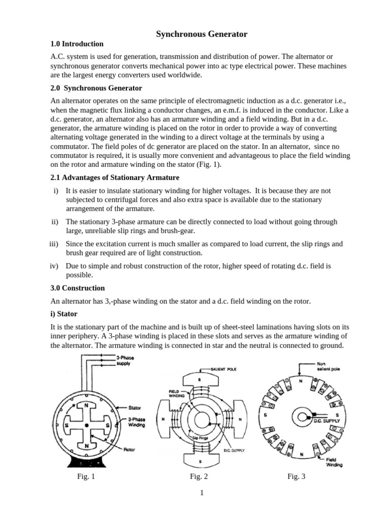 Synchronous Generator Overview and Operation | PDF | Electric Generator ...