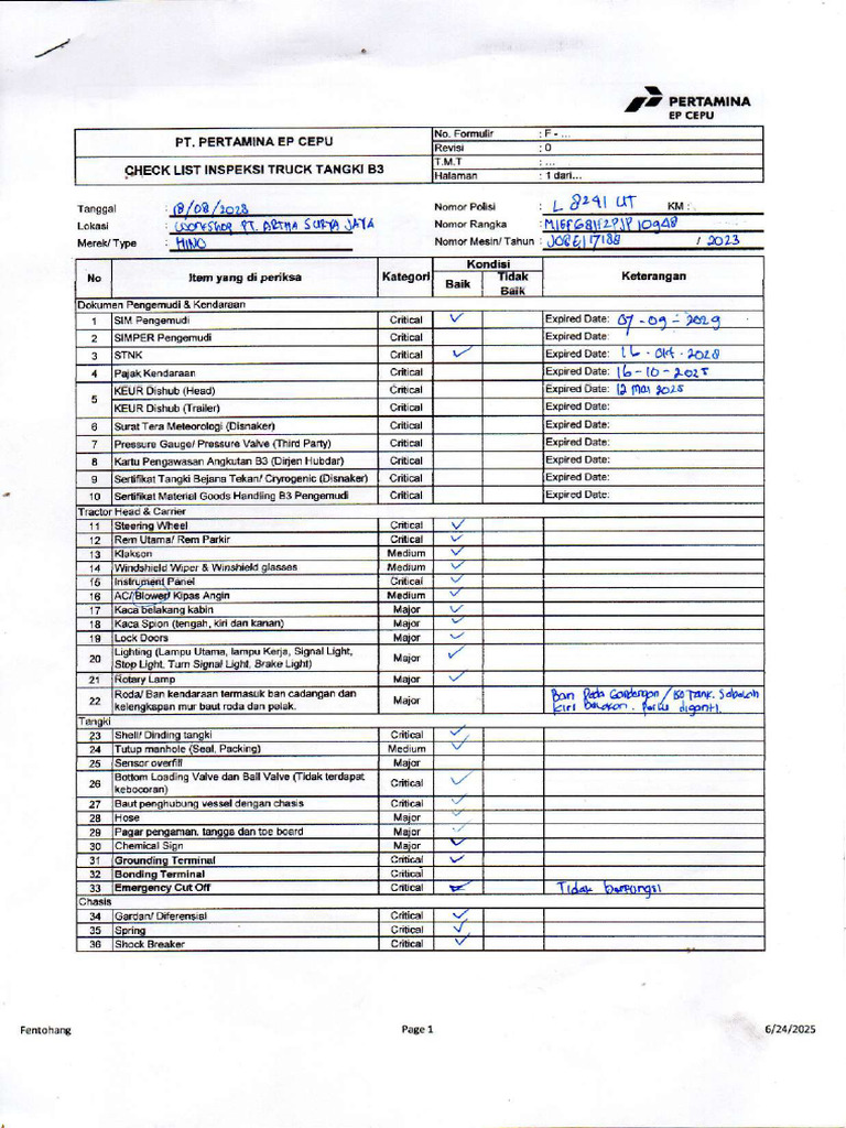 Internal Inspeksi Tangki B3 L 8241 UT - 0001 | PDF