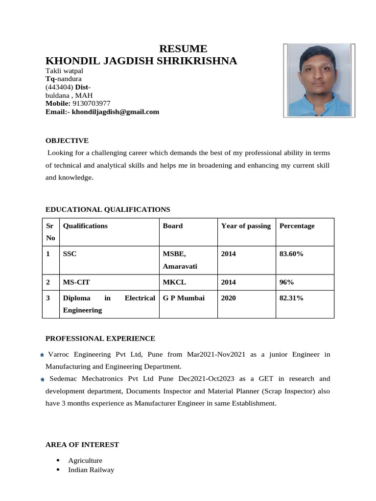 Jagdish Old Resume | PDF