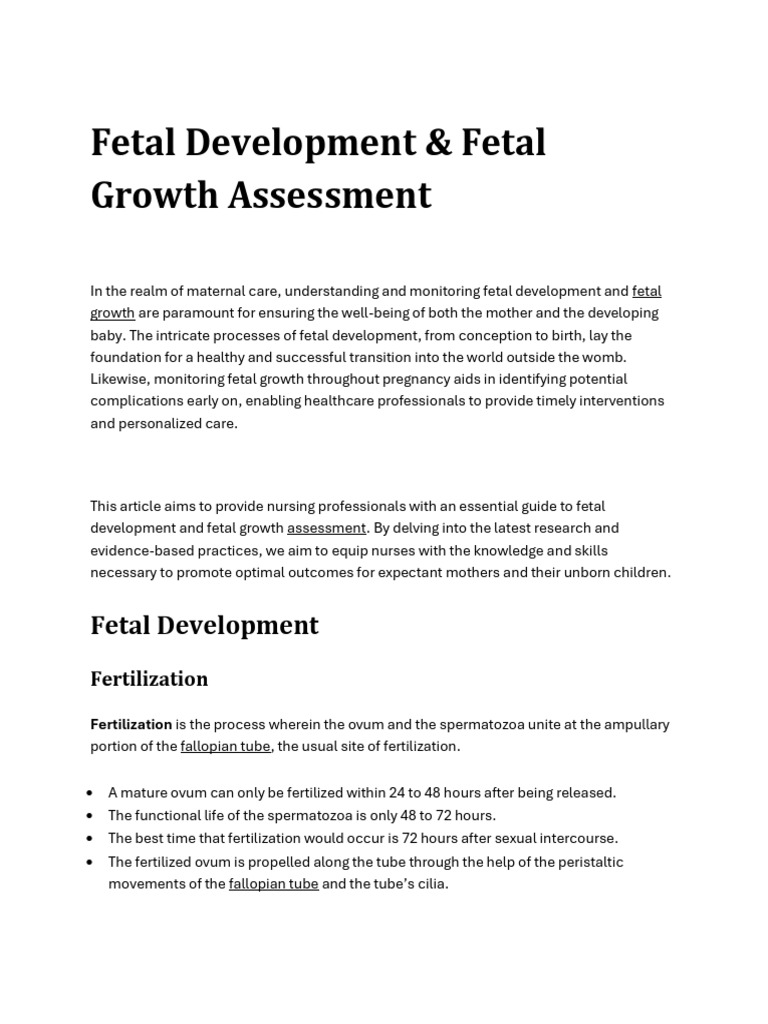 Fetal Development and Growth Assessment | PDF | Placenta | Fetus