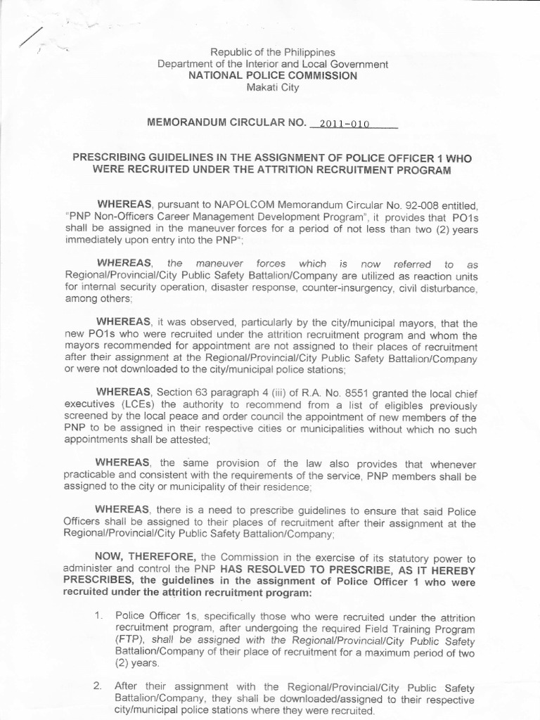 Guidelines for Police Officer Assignments | PDF | Government | Justice