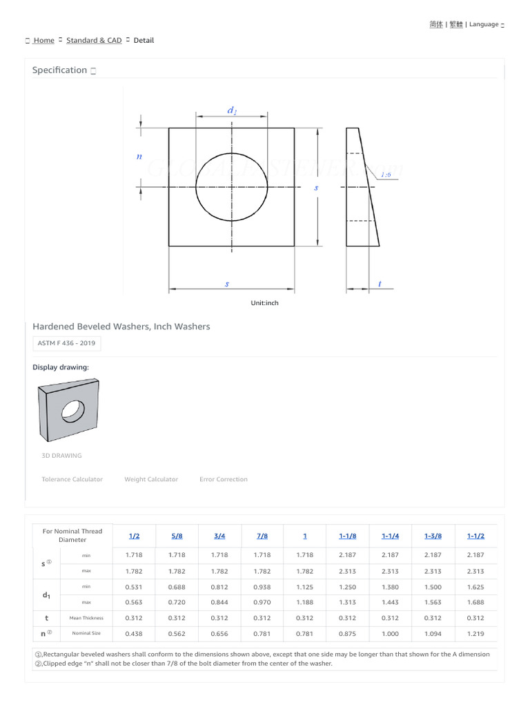 ASTM F 436 Hardened Beveled Washers Guide | PDF | Washer (Hardware) | Screw