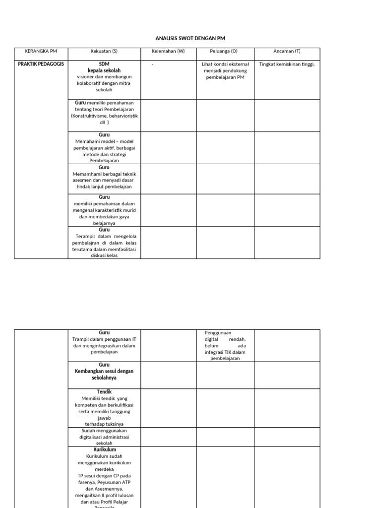 Analisis Swot Dengan PM | PDF