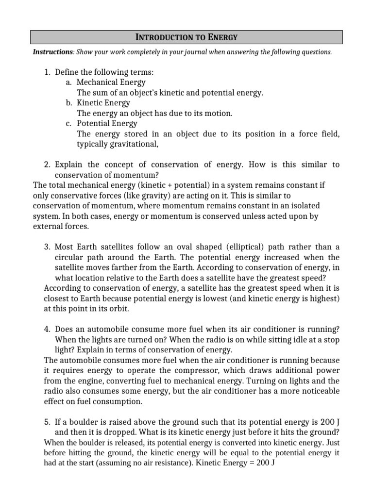 Introduction To Energy 2021 | PDF | Force | Potential Energy