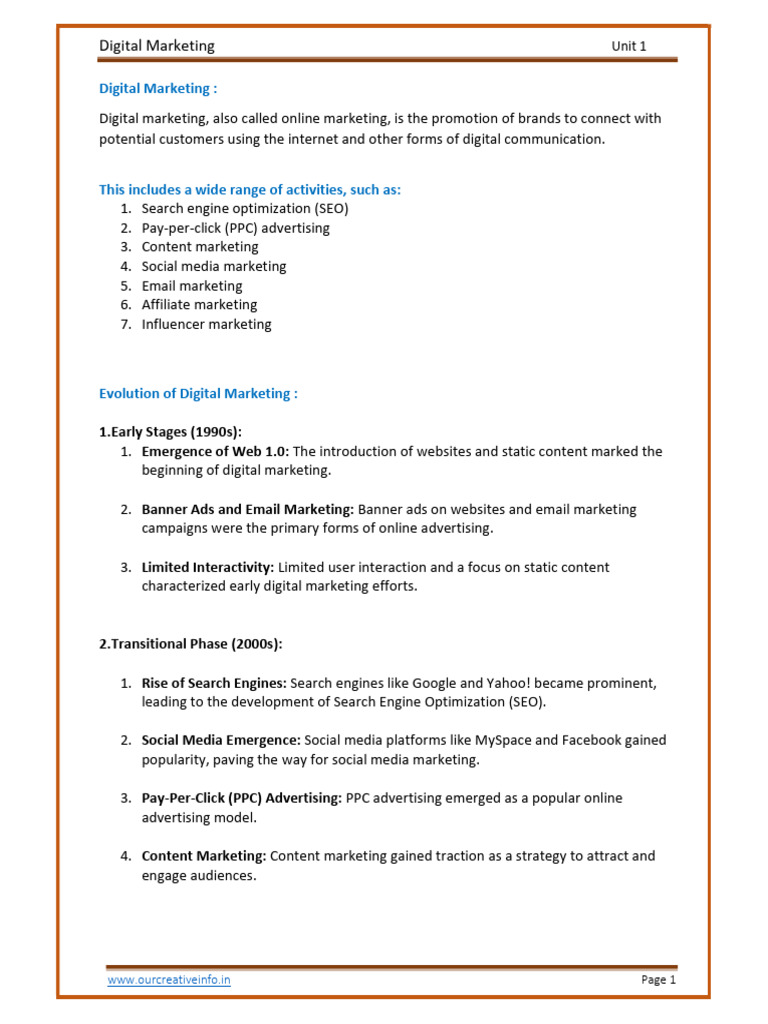 Digital Marketing Notes for BCA 5th Sem | PDF | Digital Marketing ...