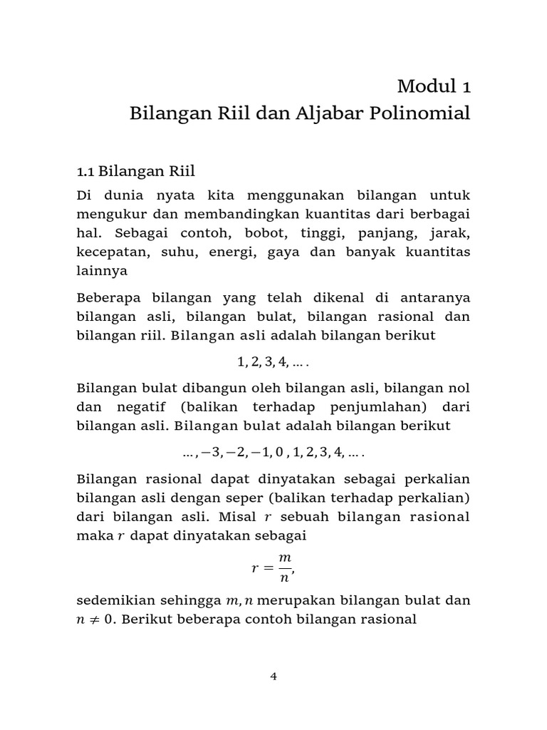 Bilangan Riil dan Aljabar Polinomial | PDF