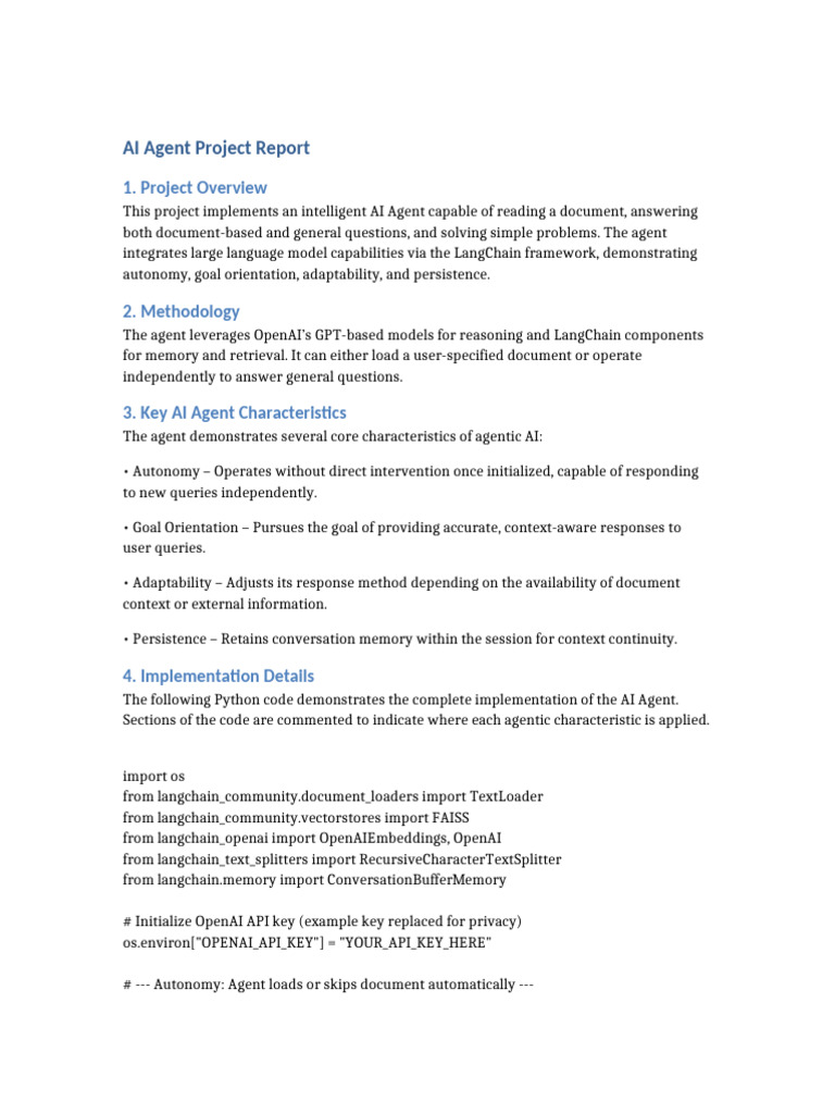 AI Agent Project Overview and Code | PDF | Artificial Intelligence ...