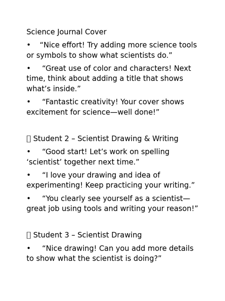 Science Journal Feed Back | PDF