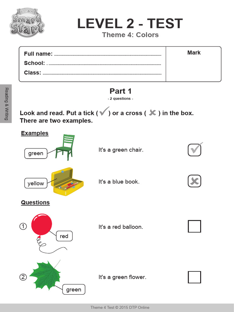 Theme 4 Colors Reading Test | PDF | Green | Color